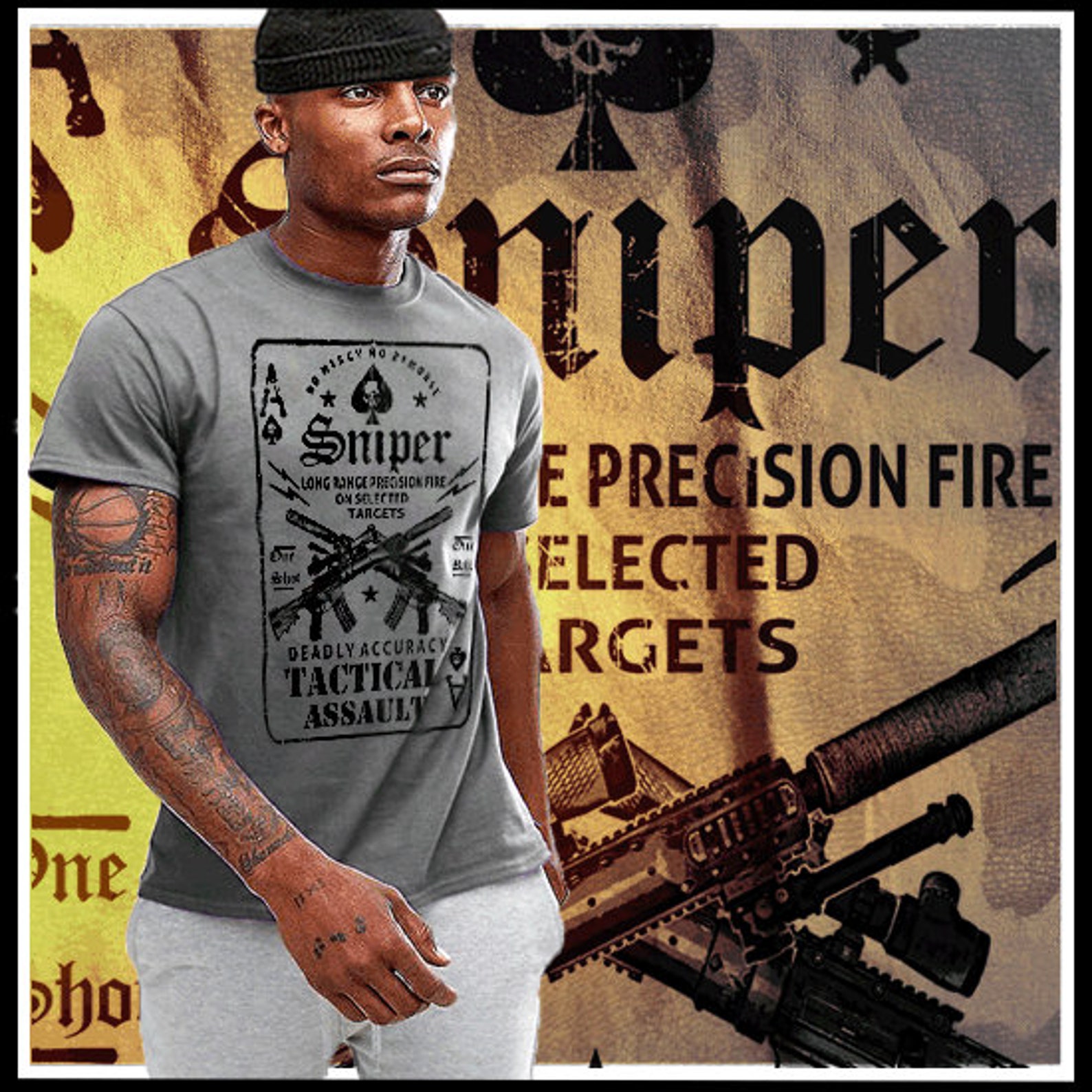 Military Sniper T-shirt Marksman SWAT Iraq Afghanistan Combat Veteran ...