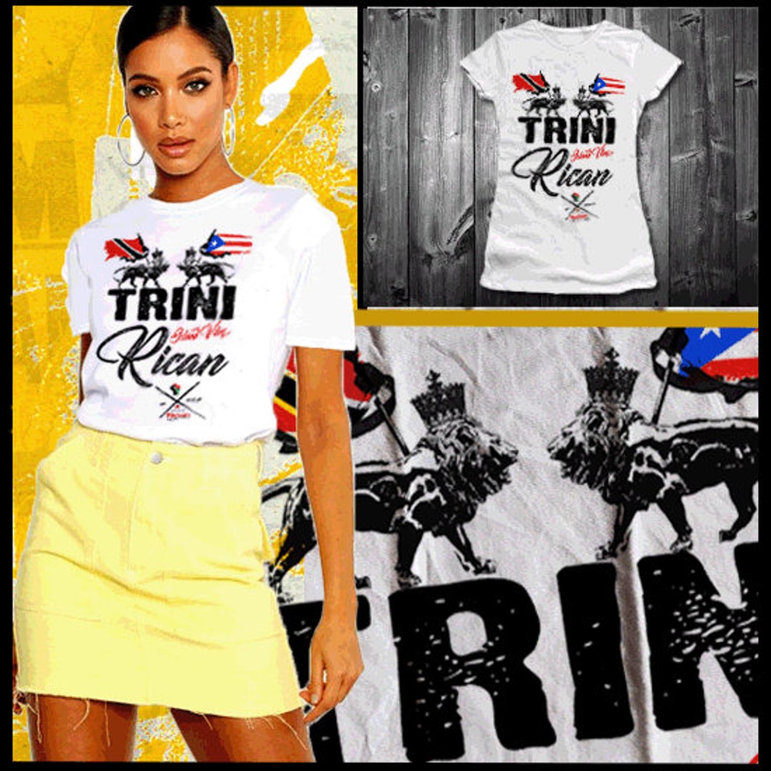 Trini Rican Afro Boricua Lion T-shirt Trinidadian Afro Latino Puerto ...
