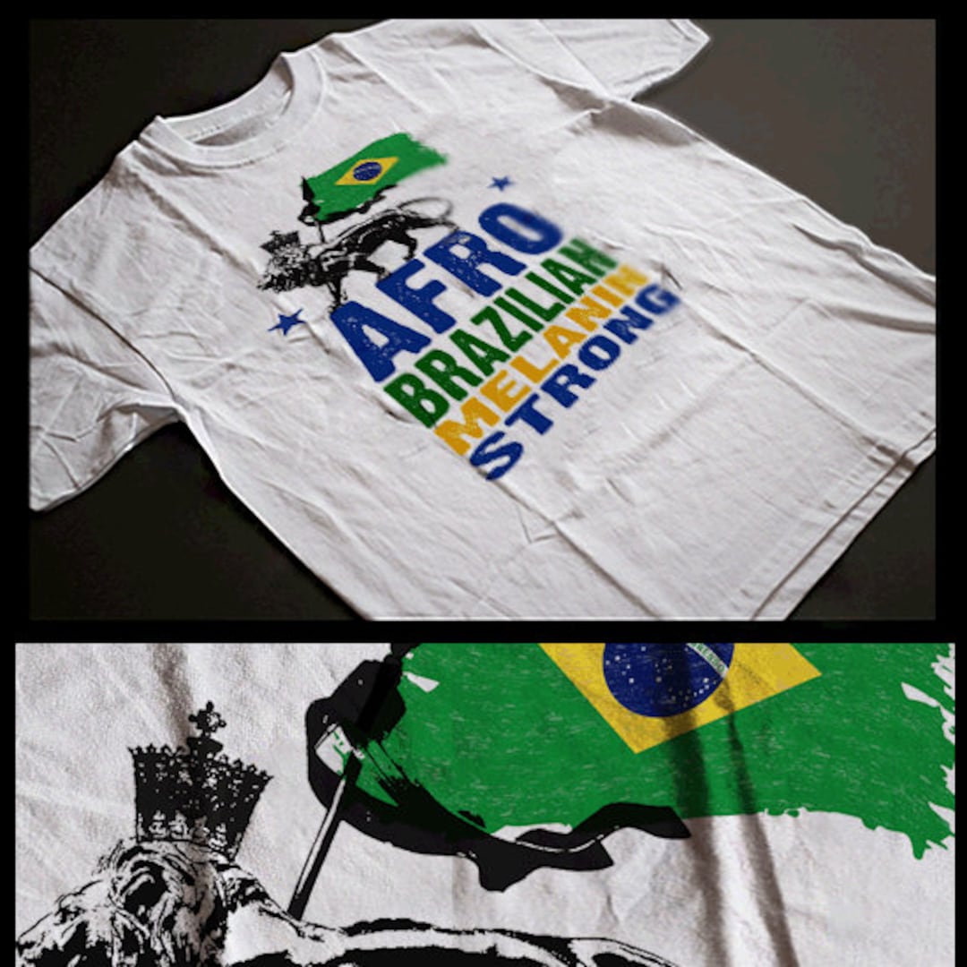 Afro Brazilian Lion T-shirt Flag of Brazil Flag Colors Afro Latino ...