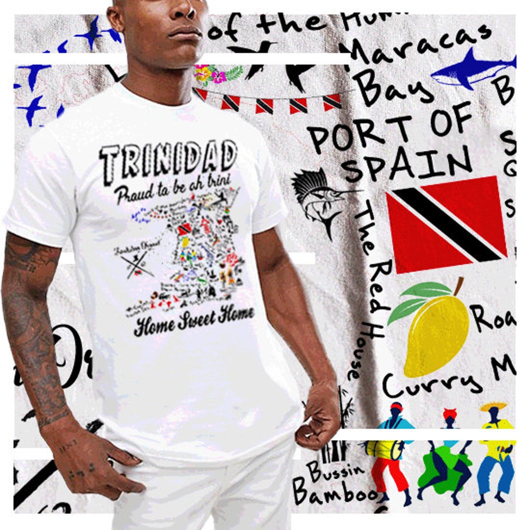Trinidad Map T-shirt Proud Trini Caribbean Paradise Trinidadian Flag ...