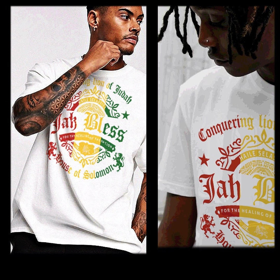 Reggae T-shirt Jah Rastafari Haile Selassie Blessed Rastafarian Reggae ...