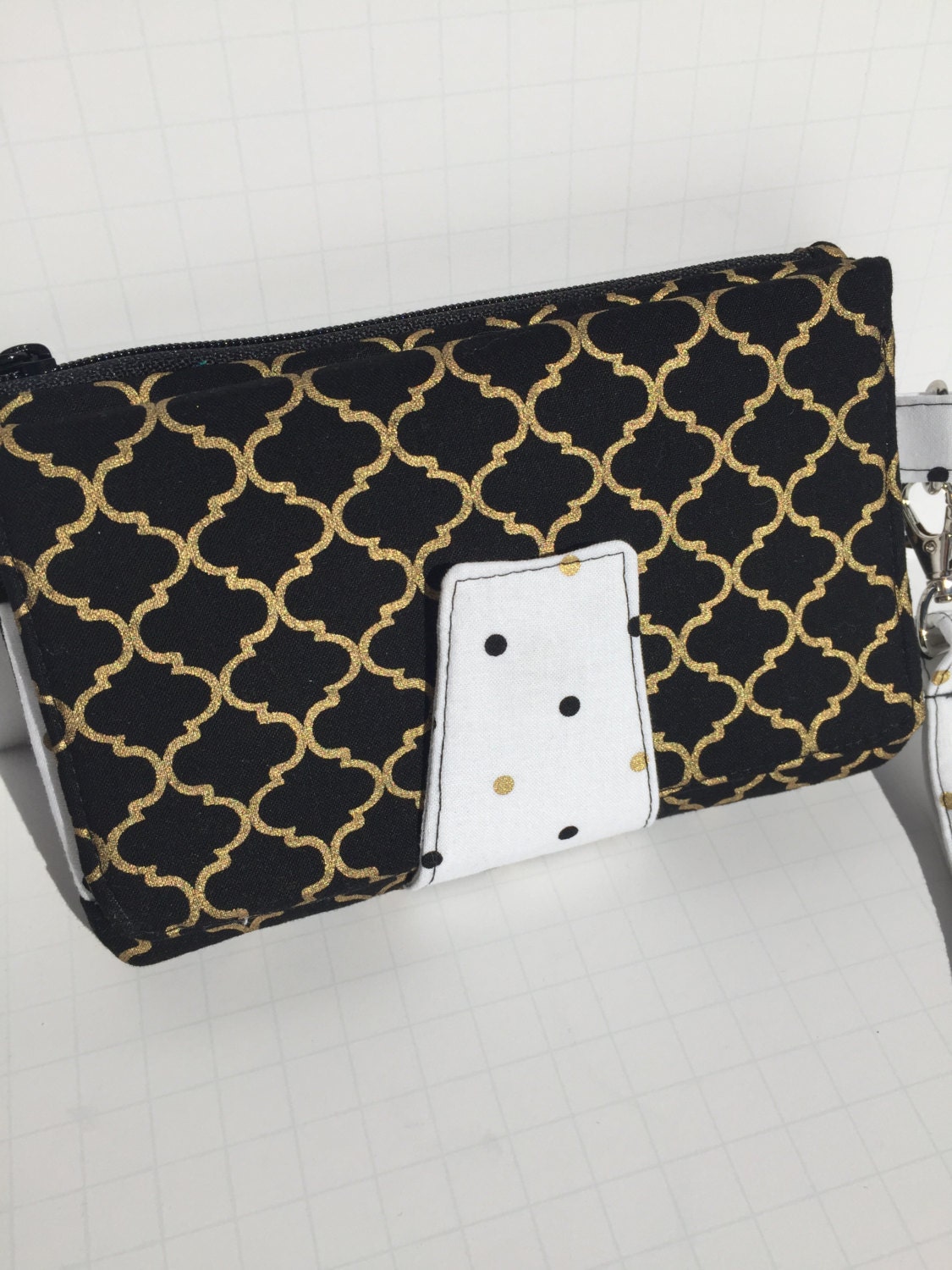 Handmade Black , Gold, and White Pearl Wallet Clutch, Women's Wallet ...