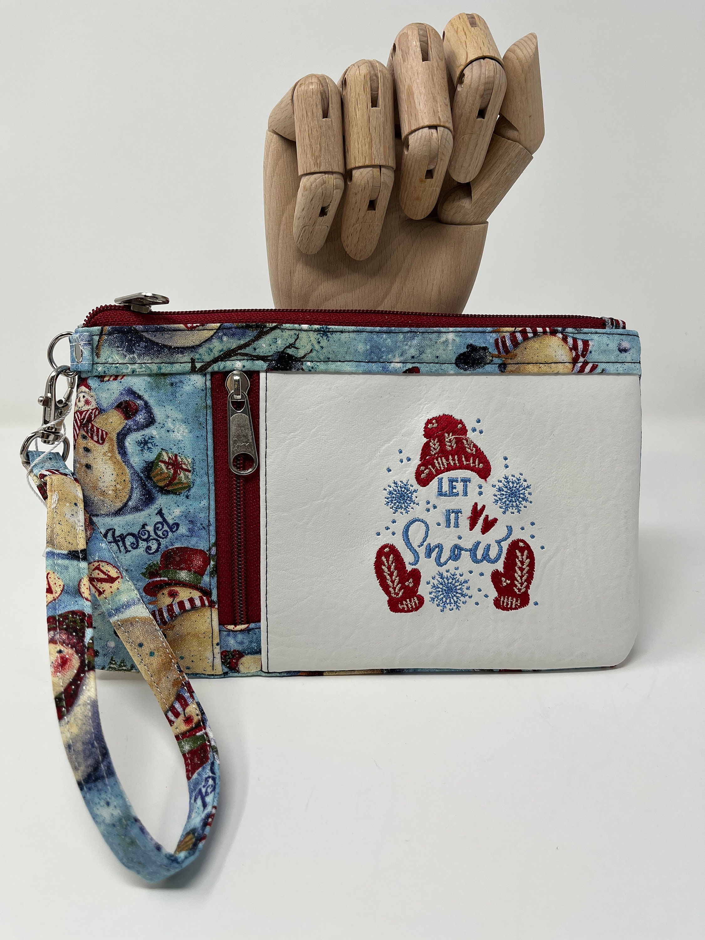 Sparkly Snowmen, Christmas, Zippered Clutch/wristlet, Top Zipper ...