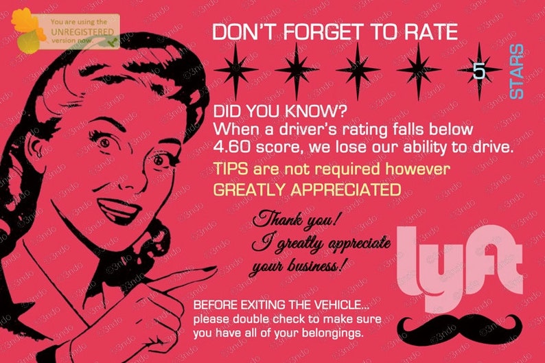 Uber or Lyft Tips and Ratings Placard Headrest Signs for Uber & Lyft ...