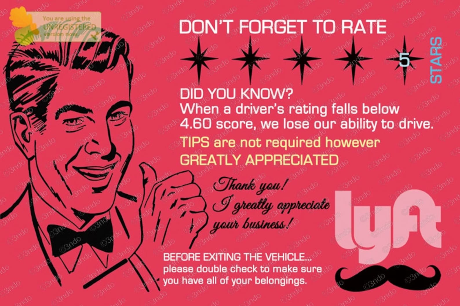 Uber or Lyft Tips and Ratings Placard Headrest Signs for Uber & Lyft ...