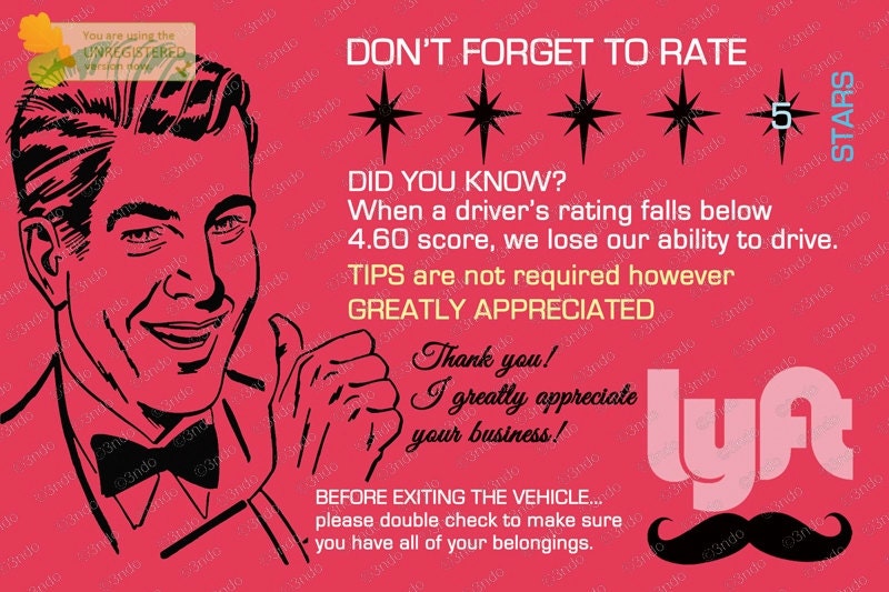 Uber or Lyft Tips and Ratings Placard Headrest Signs for Uber & Lyft ...