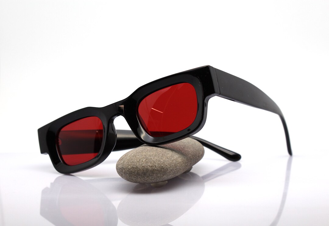 POLARIZED Small Square Rectangular Sunglasses Man Woman Glossy Black ...