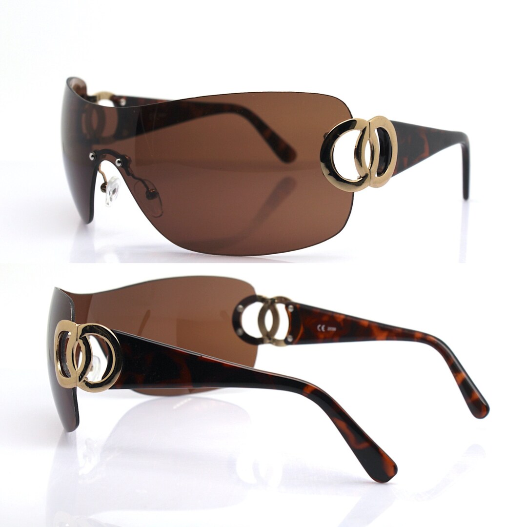 RETRO SUNGLASSES WOMAN, Wrap Mask Elegant Style Square Oval Tortoise ...