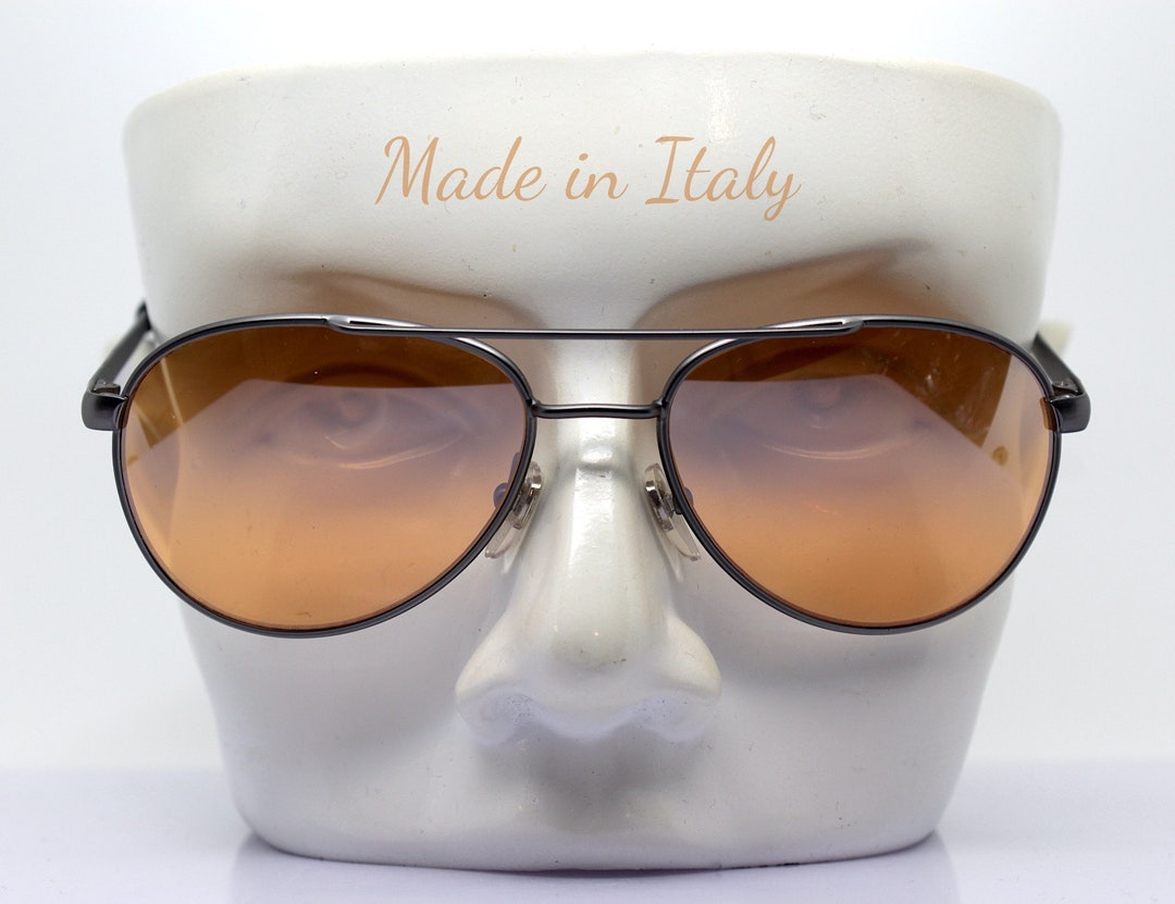 MADE IN ITALY Oval Drop Pilot Style Sunglasses Man Woman Gunmetal Gray ...