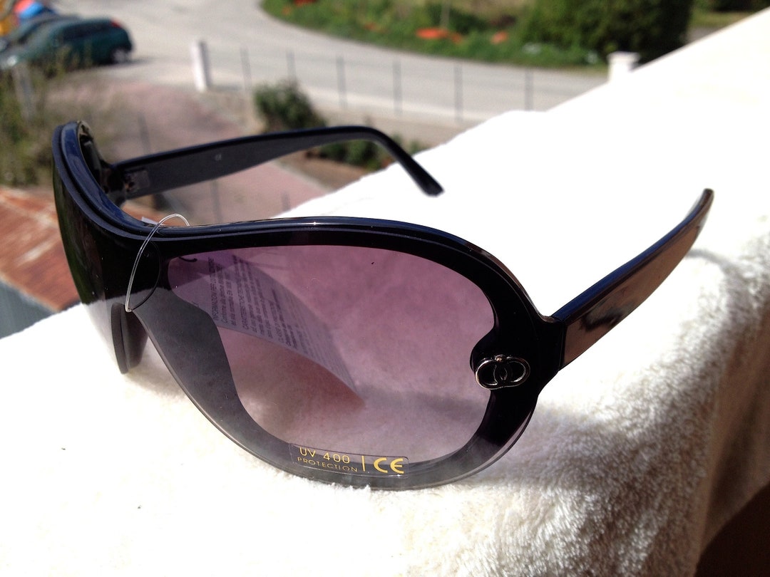 BUG EYE SUNGLASSES Retro Vintage Fly Style Mask Oval Drop Black Frame ...