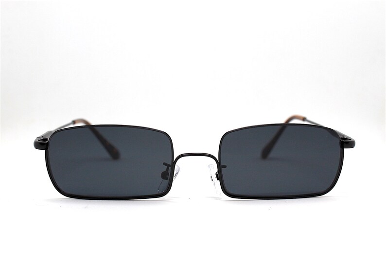 Rectangular Low Sunglasses Man Woman Black Frame Black Lens - Etsy