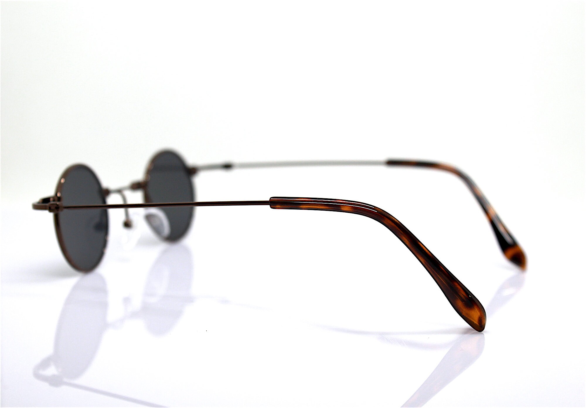 Small Round sunglasses man woman bronze copper frame black lens Vampire ...