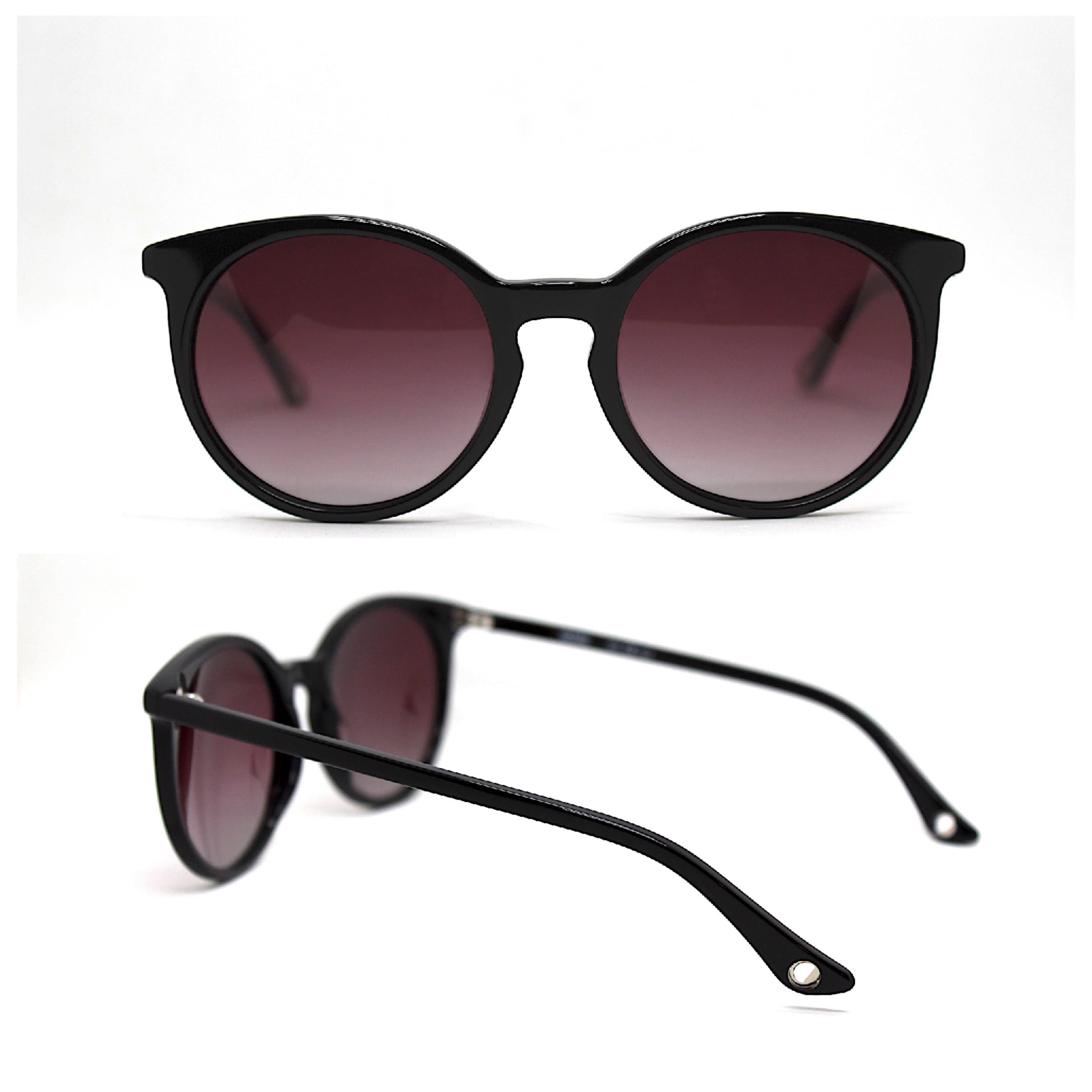 HENKO Round sunglasses man woman black frame gradient black polarized ...