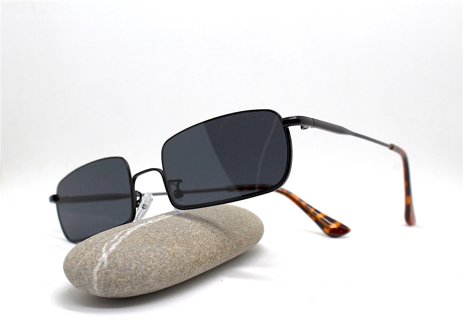 Rectangular Low Sunglasses Man Woman Black Frame Black Lens - Etsy