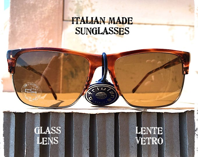 MADE IN ITALY Classic Sunglasses Man Rectangular Square Honey - Etsy