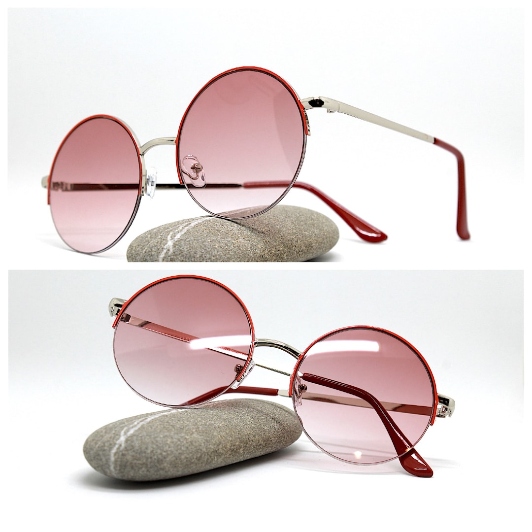 Big Round Sunglasses Woman Pink Red Green Turquoise Boho Hippy - Etsy