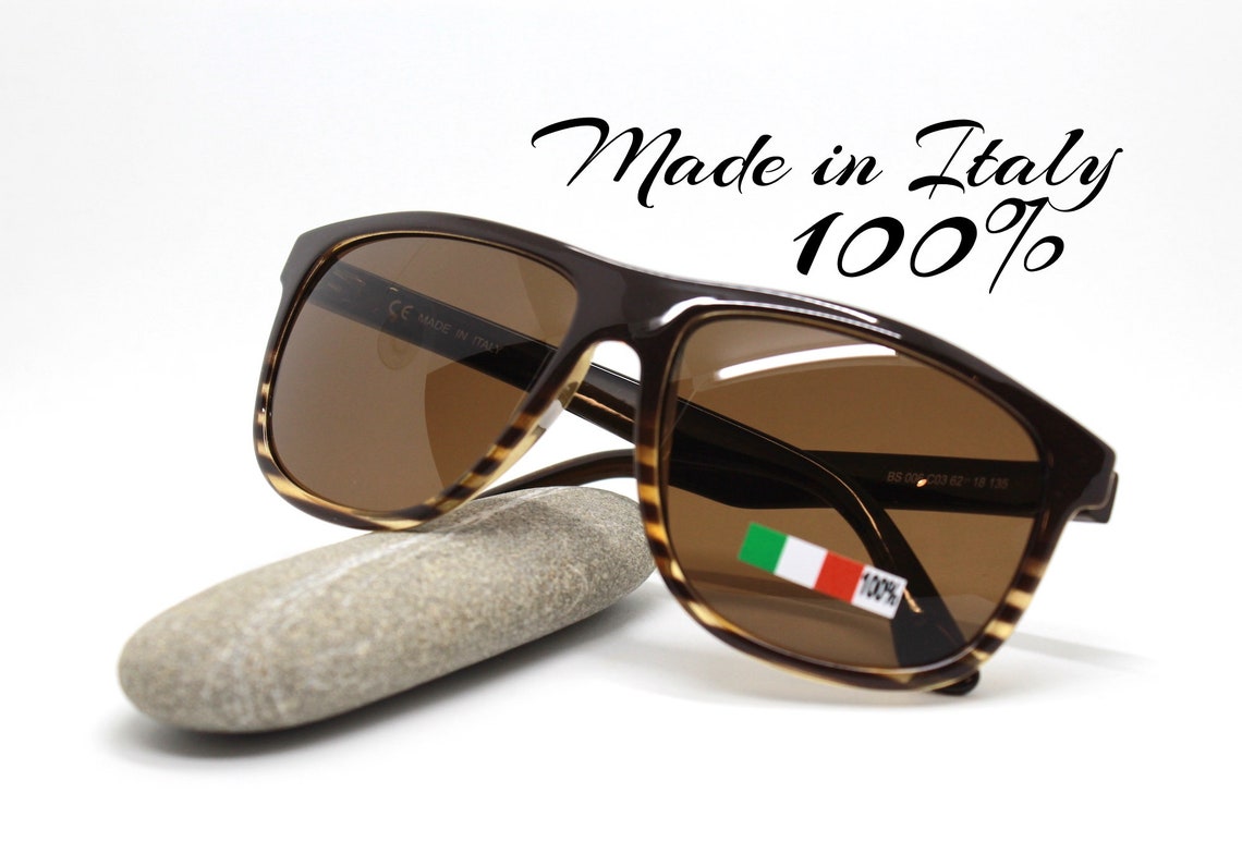 MADE IN ITALY Men's Sunglasses Shield Oval Oversize Brown - Etsy