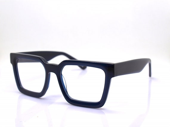 Classic square eyewear optical frame dark blue acetat… - Gem