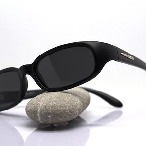 Made in Italy Small Size Rectangular Sunglasses Men Matt Black Frame ...