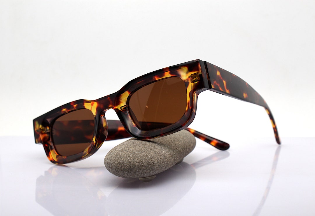 POLARIZED Small Square Rectangular Sunglasses Man Woman Yellow Brown ...