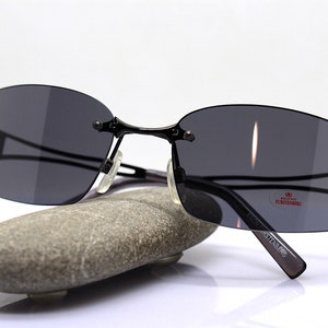 EGON VON FURSTENBERG Rimless Rectangular Sunglasses Man Gunmetal Dark ...