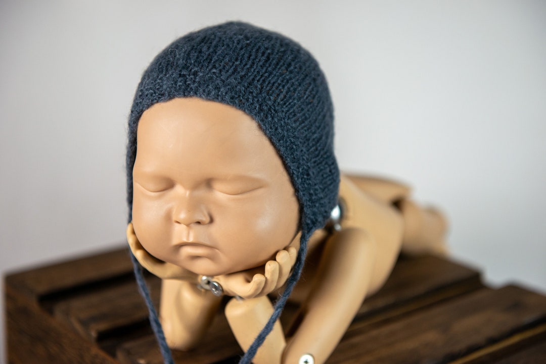 Mohair Bonnet Smooth Dark Gray, Hat for Newborn Photography, Ready to ...