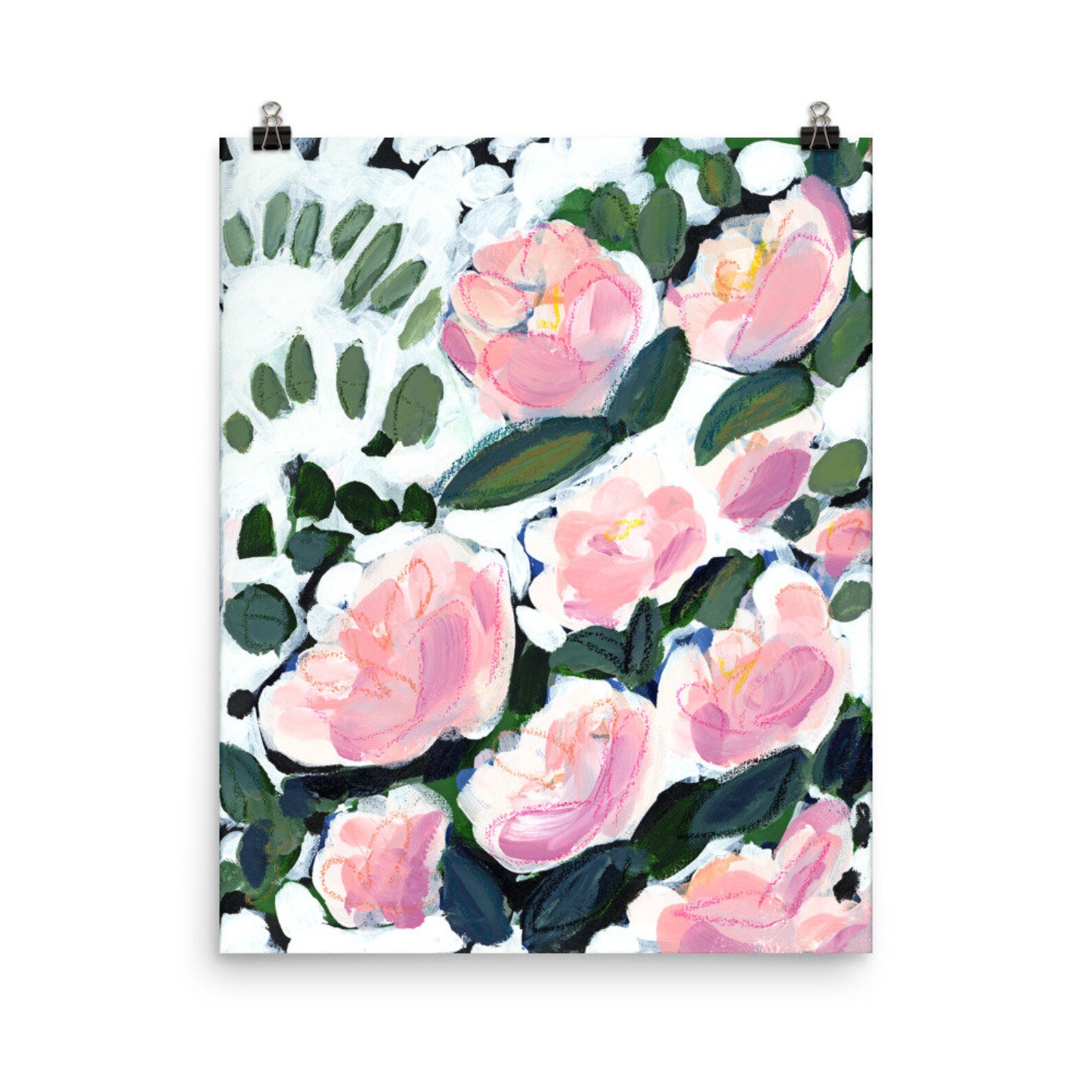 Floral Art Print Pink Art Abstract Flower Painting Pink and | Etsy