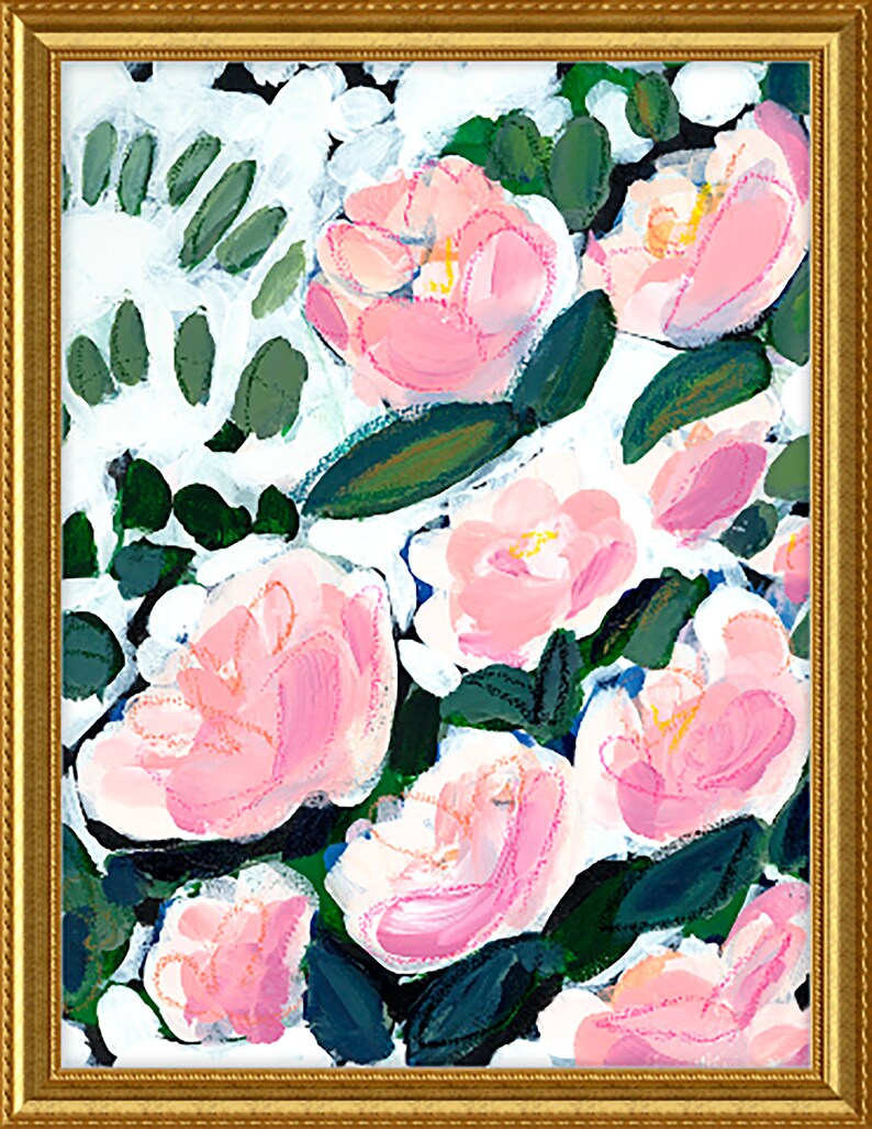 Floral Art Print Pink Art Abstract Flower Painting Pink and | Etsy