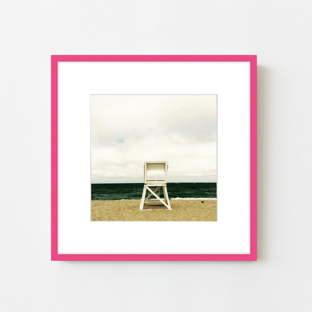 Lifeguard Chair on the Beach, Pink Frame With Oversized Mat, Cape Cod ...