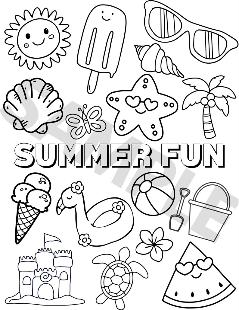 Summer Fun Coloring Page for Kids - Printable Activity Sheet. - Etsy