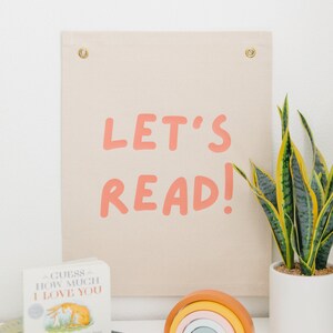 Let's Read Canvas Banner, Let's Read Sign, Reading Nook Decor, Kids ...
