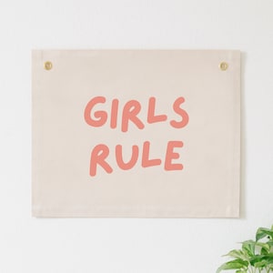 Girls Rule Canvas Banner Girl Nursery Wall Hanging Neutral - Etsy