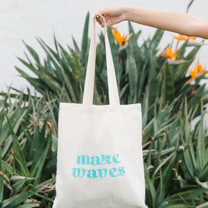 Make Waves, Ocean Tote Bag, Wave Tote Bag, Summer Tote, Surf Tote Bag ...