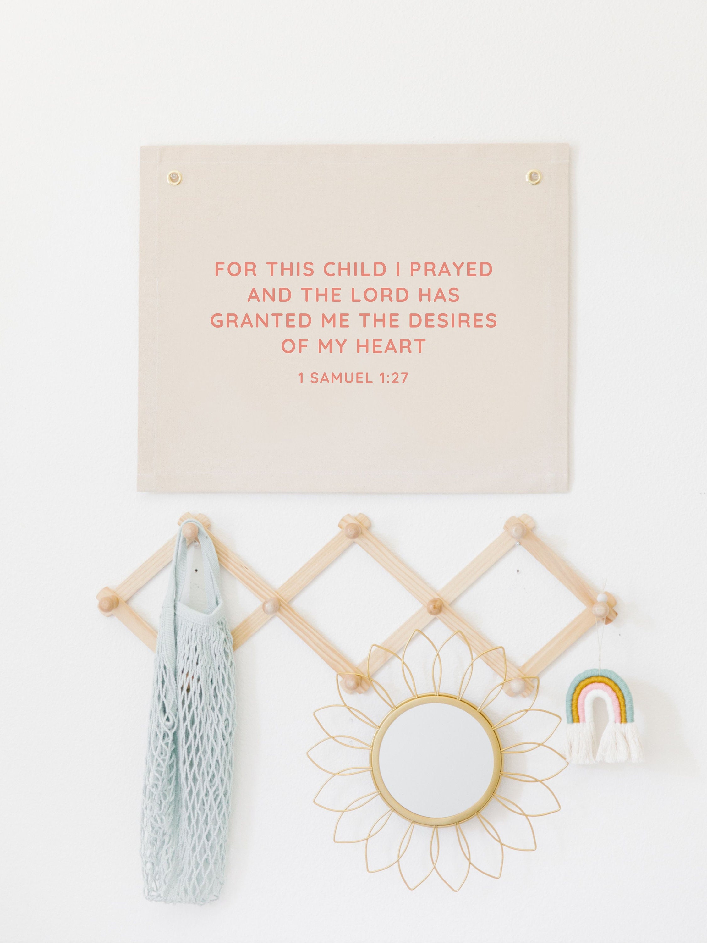For This Child I Prayed Nursery Banner, 1 Samuel 1:27 Wall Sign ...