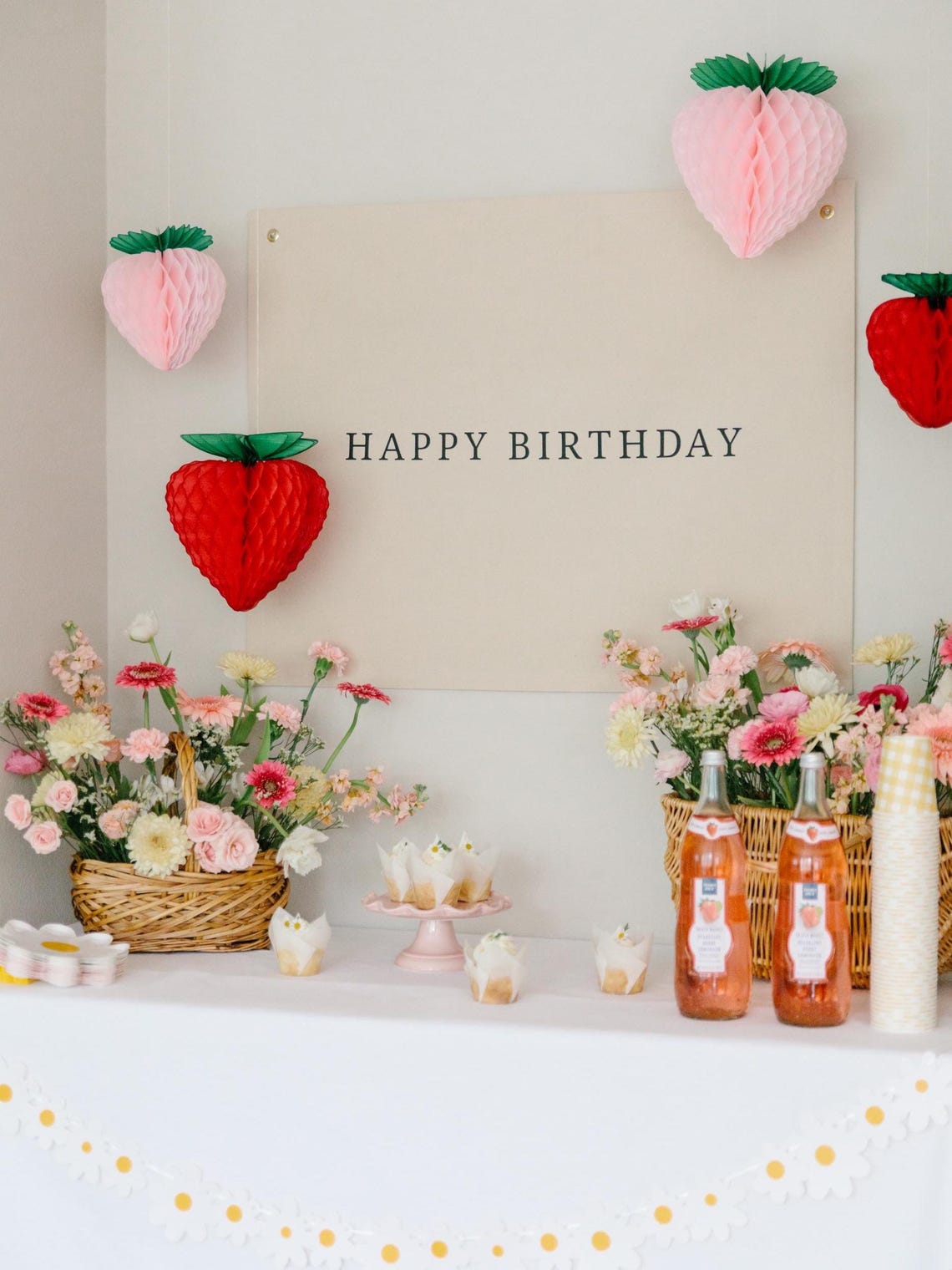 Happy Birthday Canvas Fabric Banner, Aesthetic Birthday Sign, Fabric ...