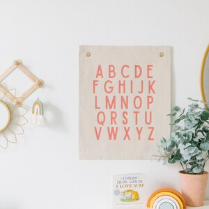 Alphabet Nursery Canvas Banner, Boho Nursery Banner, Kids Homeschool ...