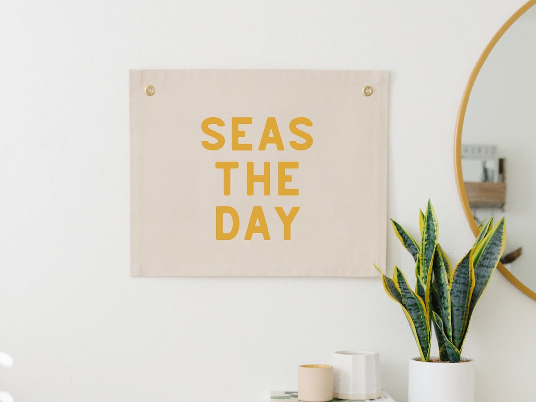 Seas the Day Wall Flag, Surf Room Decor, Beach House Sign, Coastal Home ...