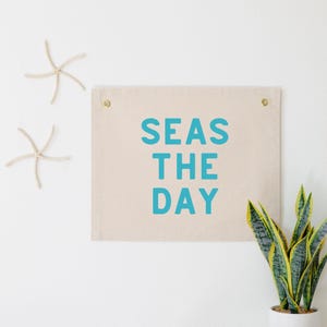 Seas the Day Wall Flag, Surf Room Decor, Beach House Sign, Coastal Home ...