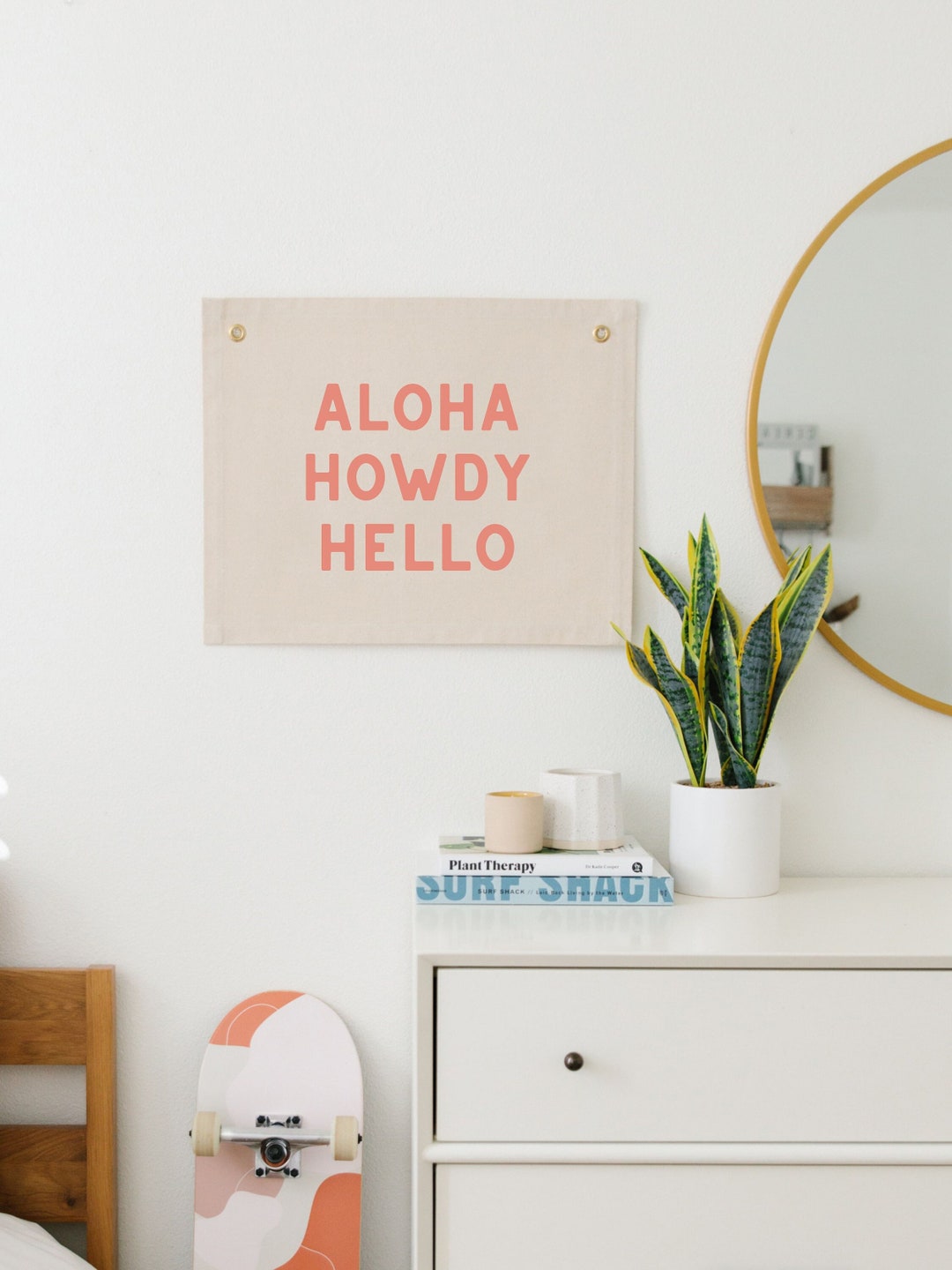 Aloha Howdy Hello Wall Flag, Coastal Cowgirl Wall Decor, Cowboy ...