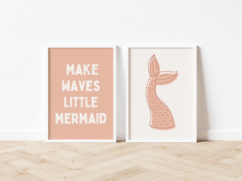 Make Waves Little Mermaid Print Set, Mermaid Nursery Wall Art, Mermaid ...