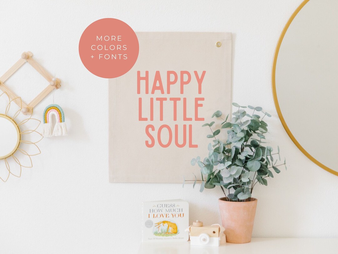 Happy Little Soul Wall Art, Boho Nursery Banner, Boho Baby Wall Decor ...