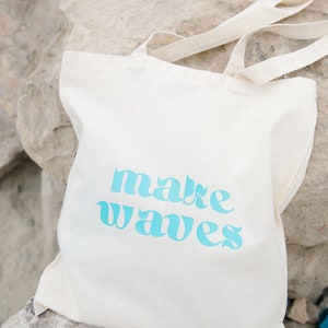 Make Waves, Ocean Tote Bag, Wave Tote Bag, Summer Tote, Surf Tote Bag ...