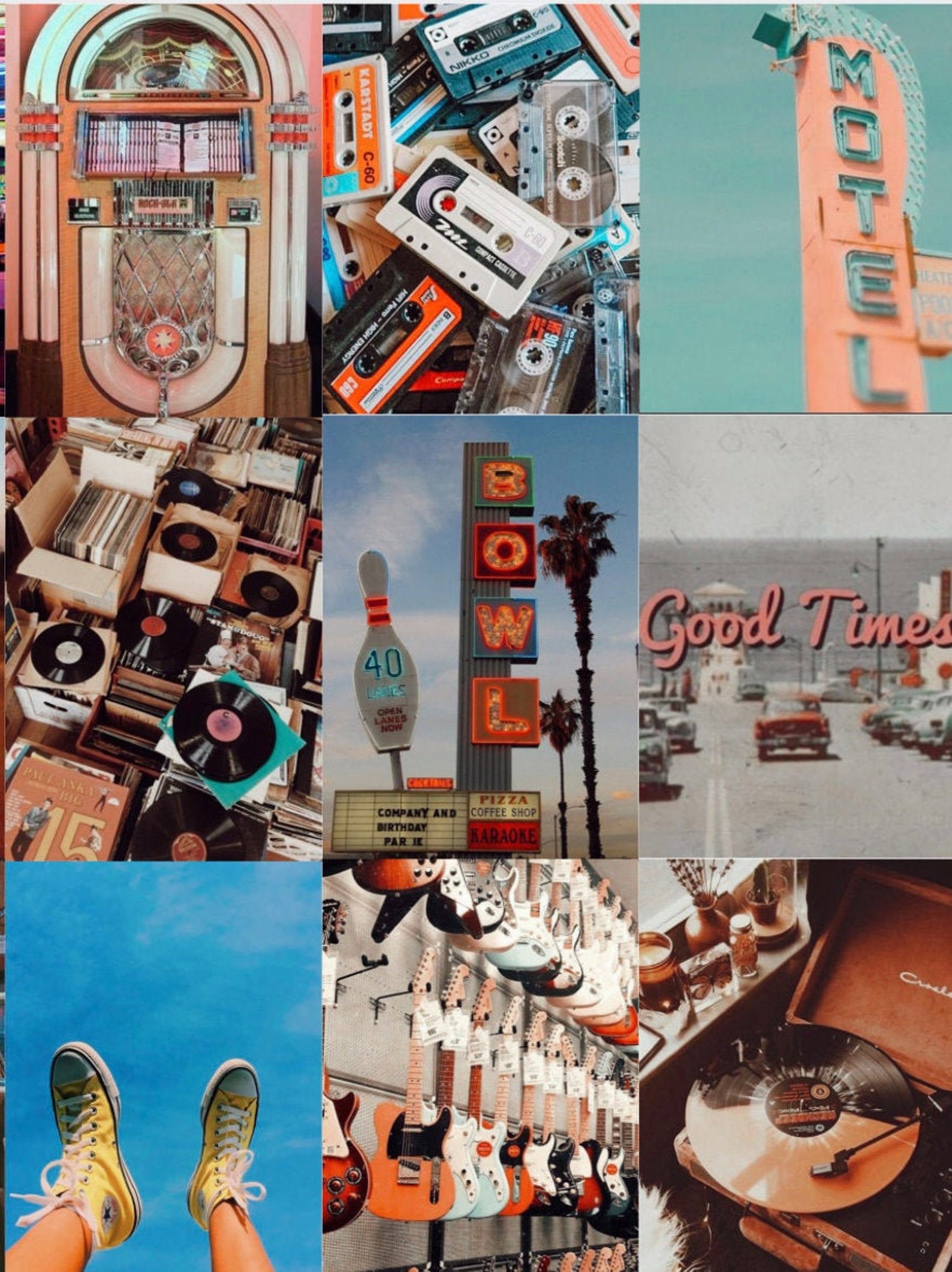 Retro Vintage Aesthetic 1 Wall Kit digital Download 18 Vintage Vibe ...