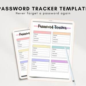 Password Tracker Sheet | Printable Digital Download Password Log ...
