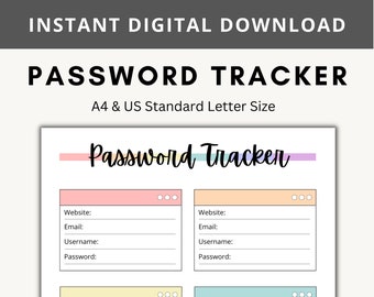 Password Tracker Printable Digital Download Password - Etsy