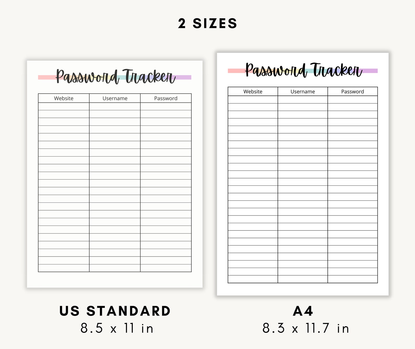 Password Tracker Printable Digital Download Password Template Printable ...