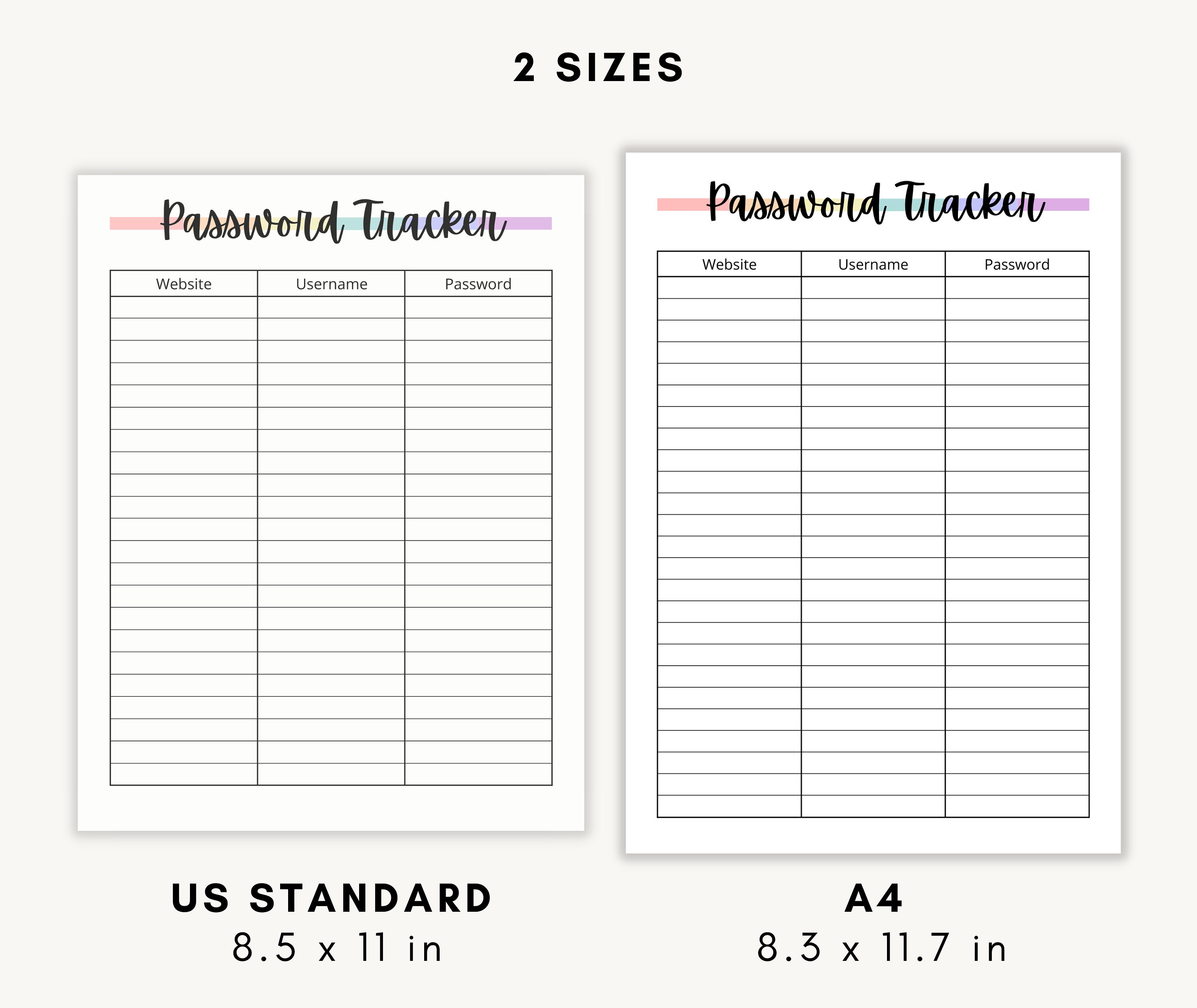 Password Tracker Printable Digital Download Password Template Printable ...