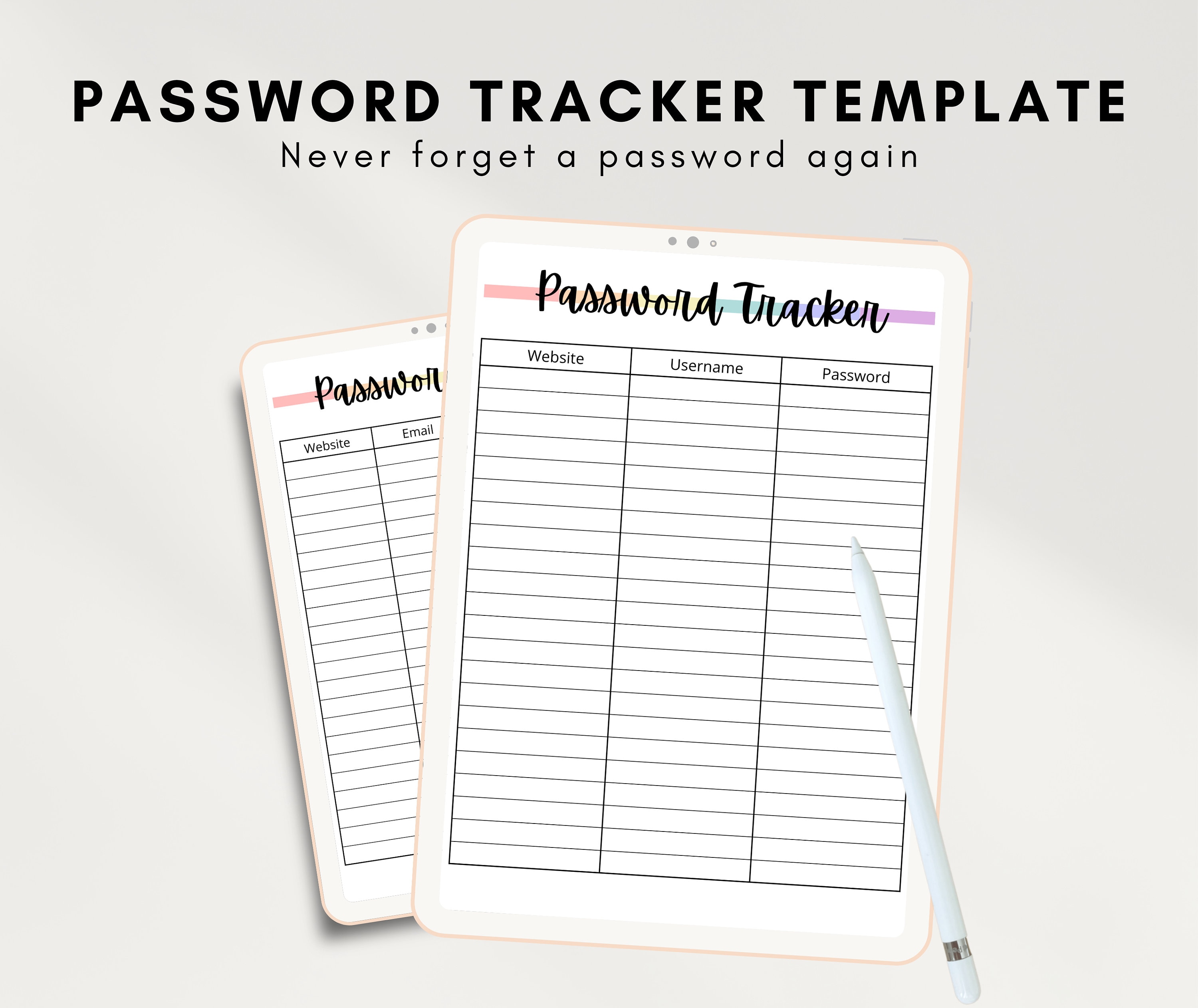 Password Tracker Printable Digital Download Password Template Printable Password Log Password
