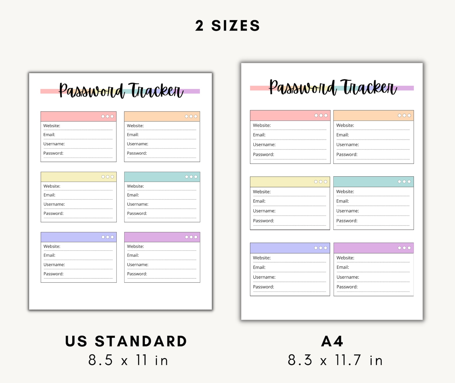 Password Tracker Sheet | Printable Digital Download Password Log ...