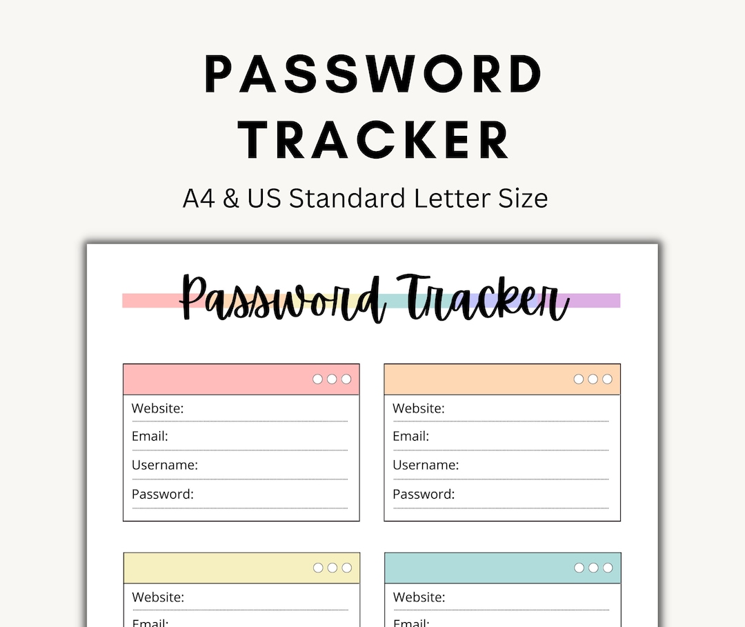 Rainbow Password Tracker Printable | A4 & US Letter (digital Download ...